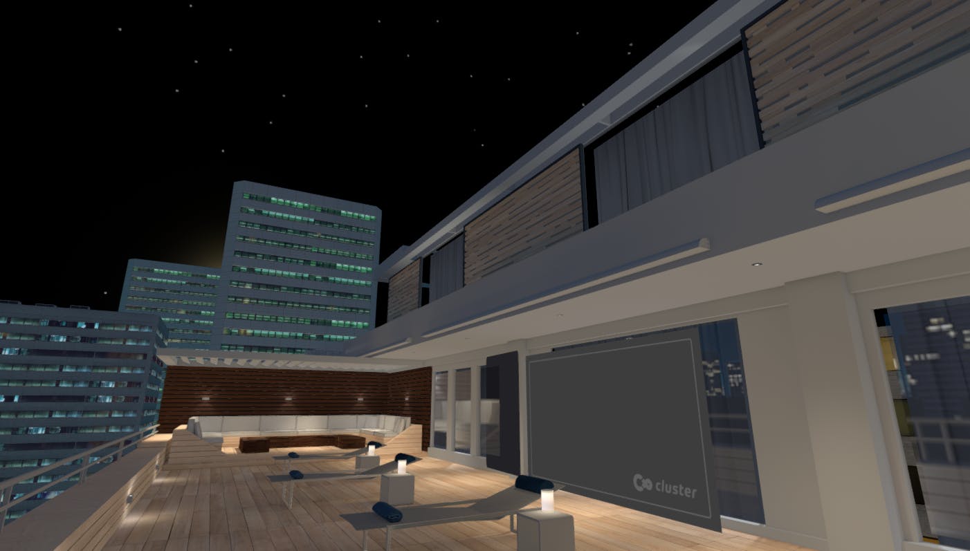 Uracy Building skyscrapers and night parties | Metaverse Platform - Cluster